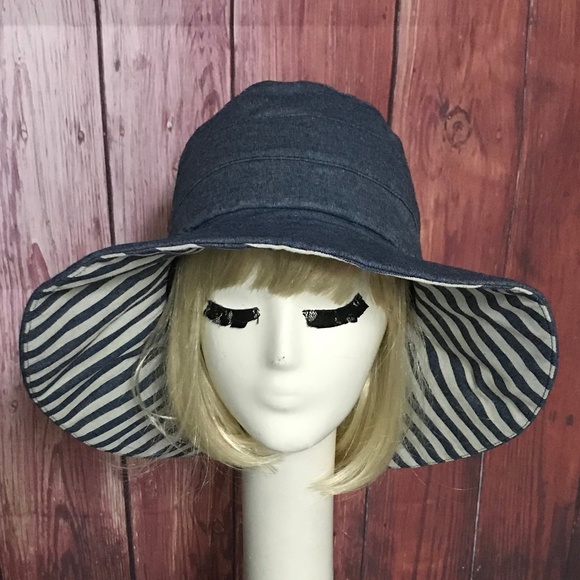 Bella Starr | Accessories | Wide Brim Striped Sun Hat | Poshmark